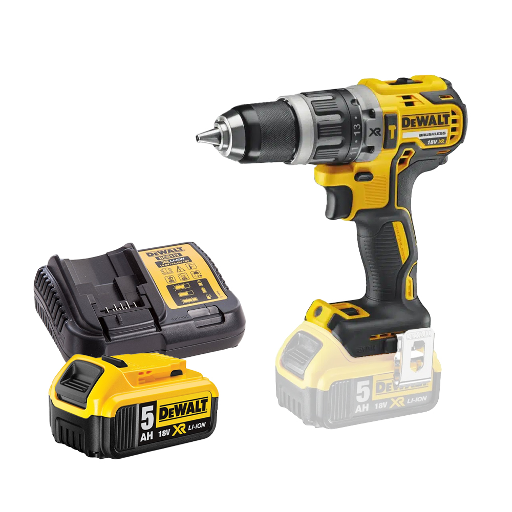 מברגה/ מקדחה רוטטת נטענת 18V בראשלס + סוללה 5.0AH + מטען DeWalt DCD796 ...